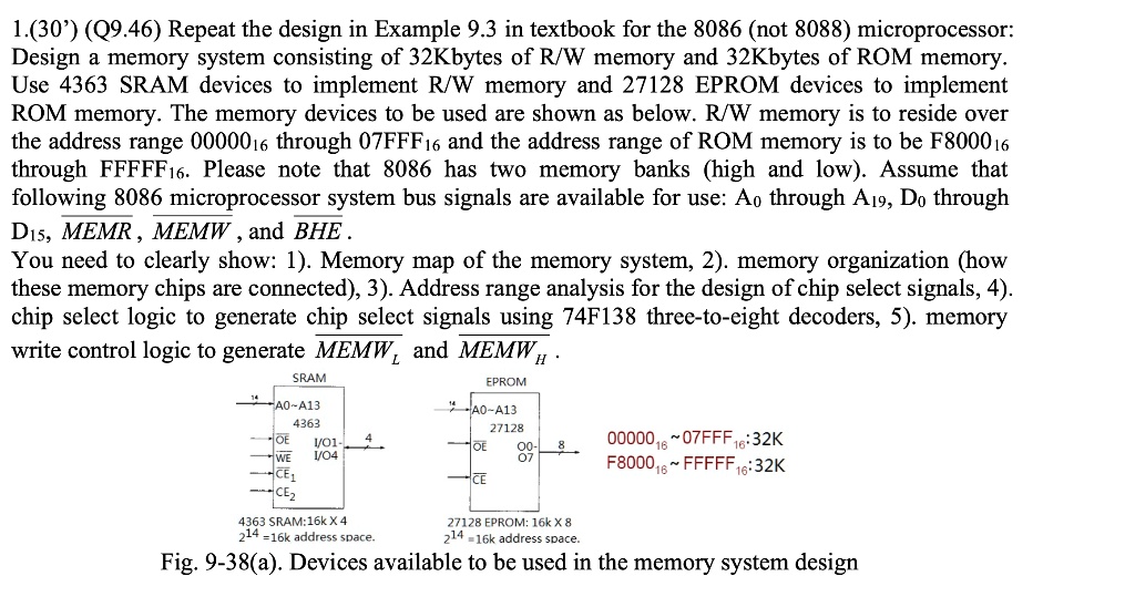 Video Solution 30 Q946 Repeat The Design In Example 93 In The Textbook For The 8086 Not