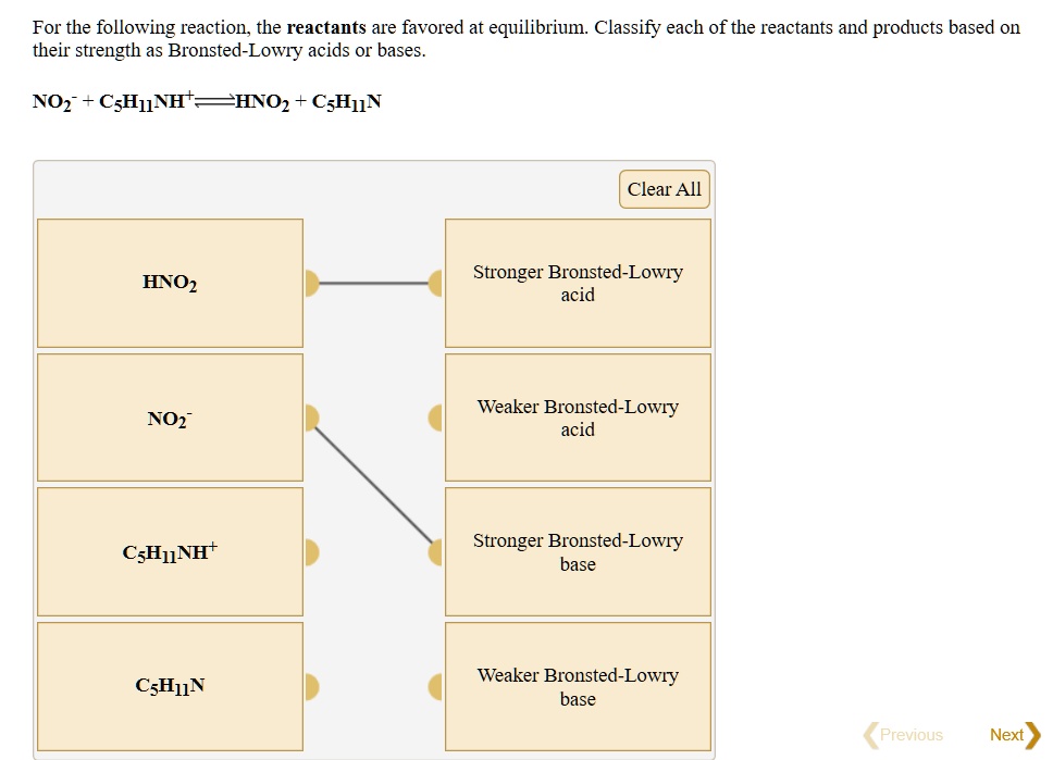 for the following reaction the reactants are favored at equilibrium classify each of the ...
