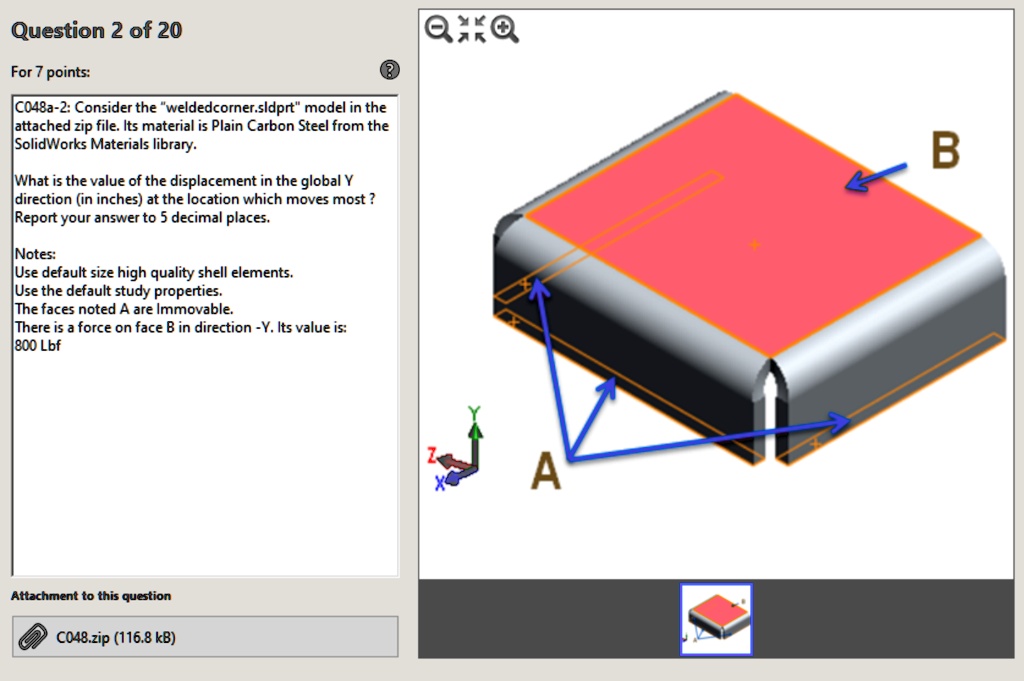 Question 2 of 20 For 7 points: C048a-2: Consider the "weldedcorner ...
