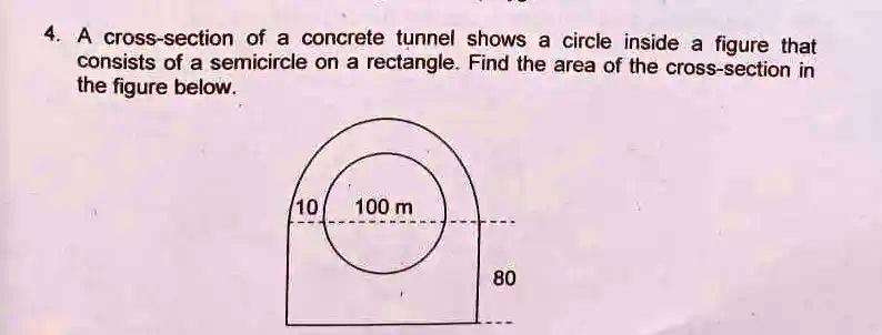 4. A cross-section of a concrete tunnel shows a circle inside a figure ...