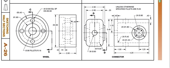 SOLVED: A-26 Interpreting Engineering Drawings: Redraw the front view ...