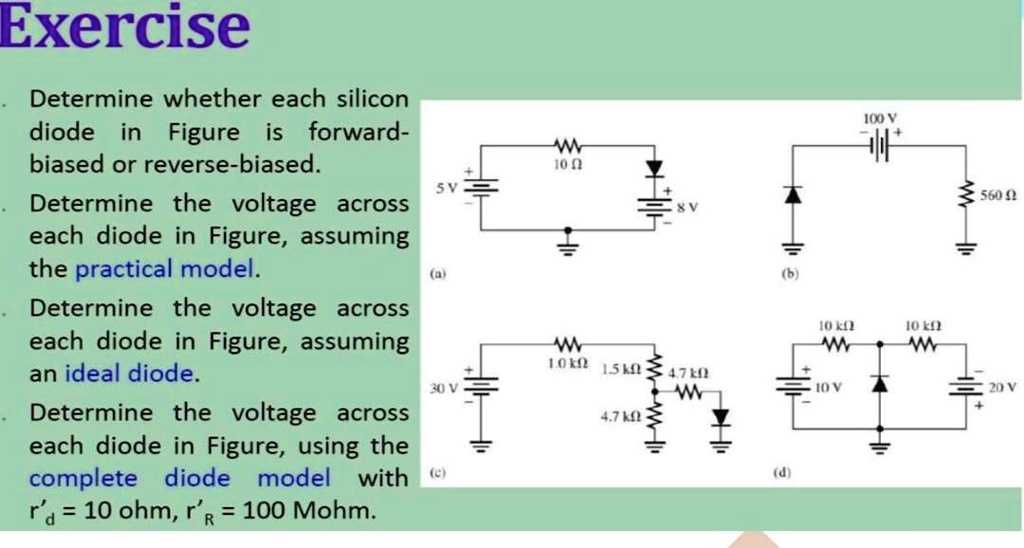 Exercise . Determine whether each silicon diode in Figure is forward ... Exercise . Determine whether each silicon diode in Figure is forward ...