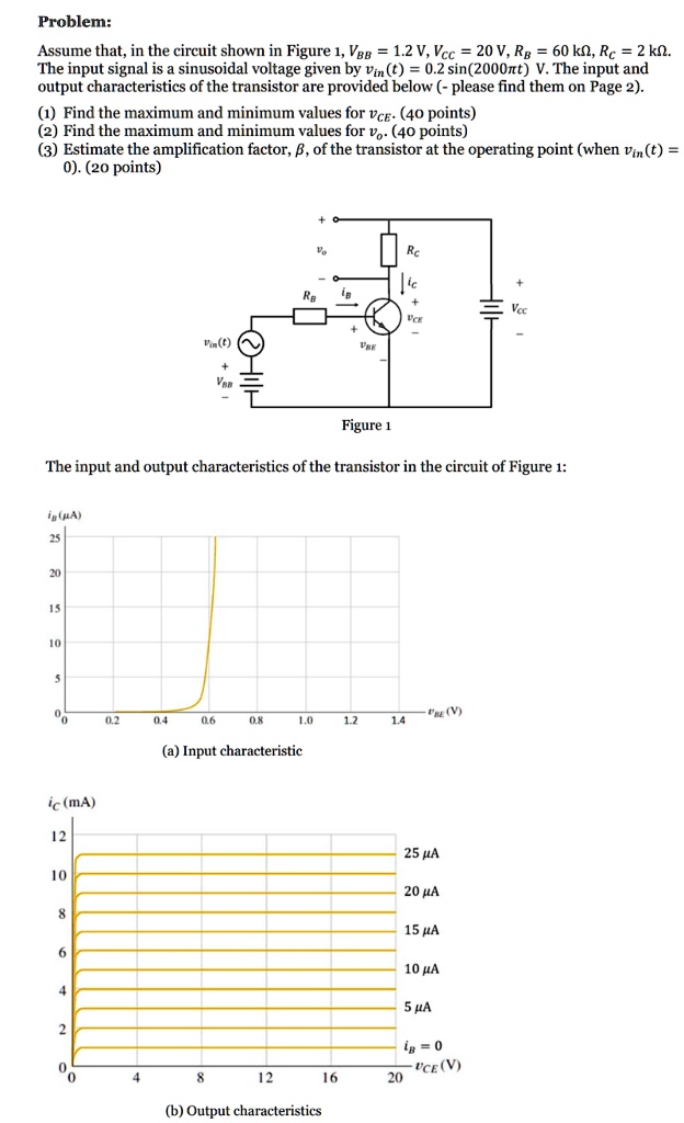 Problem: Assume that, in the circuit shown in Figure 1, VR = 1.2V, Vcc = 20V, Rg = 60kÎ©, Rc ...