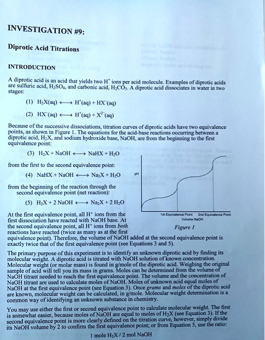 SOLVED: INVESTIGATION #9: Diprotic Acid Titrations INTRODUCTION ...