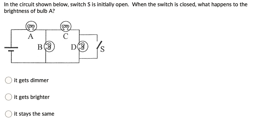 in the circuit shown below switch s is initially open when the switch is closed what happens to ...