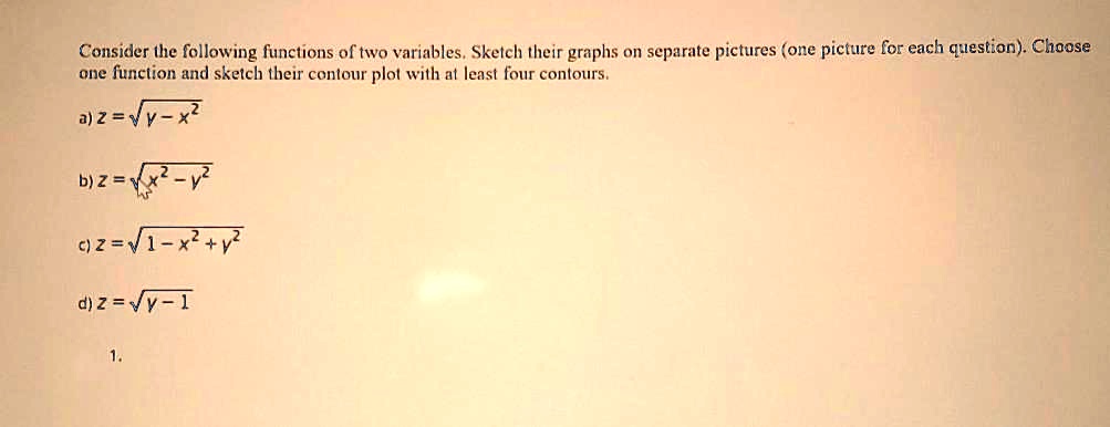 Consider the following functions of two variables. Sketch their graphs ...