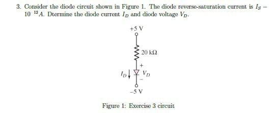 SOLVED: 3. Consider the diode circuit shown in Figure 1. The diode reverse-saturation current is ...