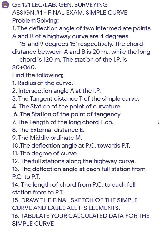 the question is already in the picture thank you ge 121 lecilab gen surveying assign1 final exam ...