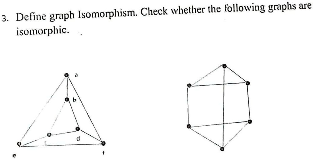 SOLVED: 3. Define graph Isomorphism. Check whether the following graphs ...