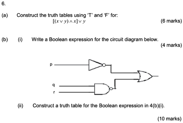 SOLVED: (a) Construct the truth tables using 'T' and 'F' for: [GrvV ... SOLVED: (a) Construct the truth tables using 'T' and 'F' for: [GrvV ...