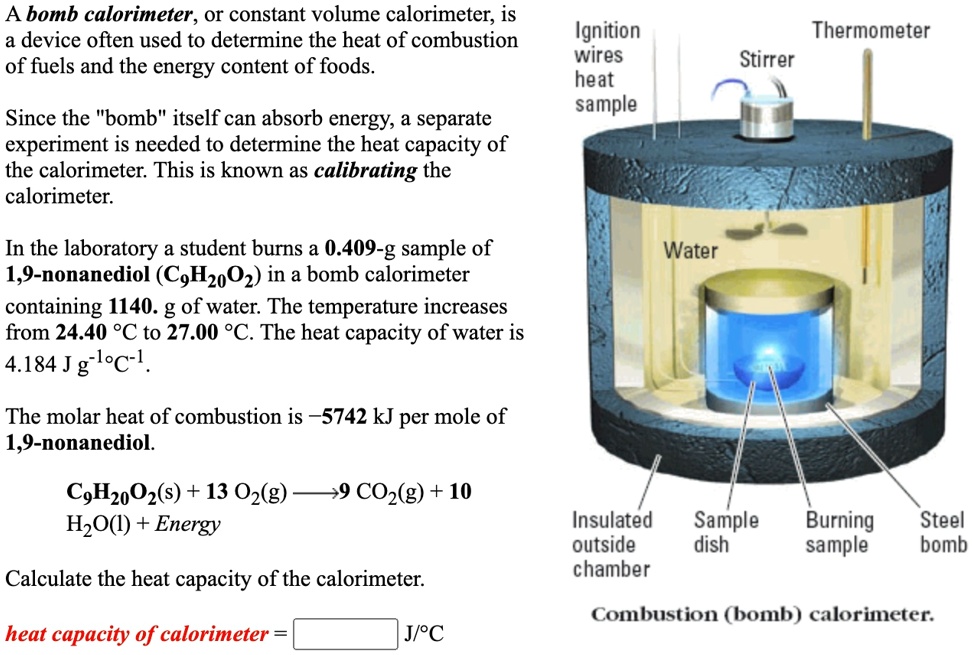 Abomb calorimeter or constant volume calorimeter is a device...