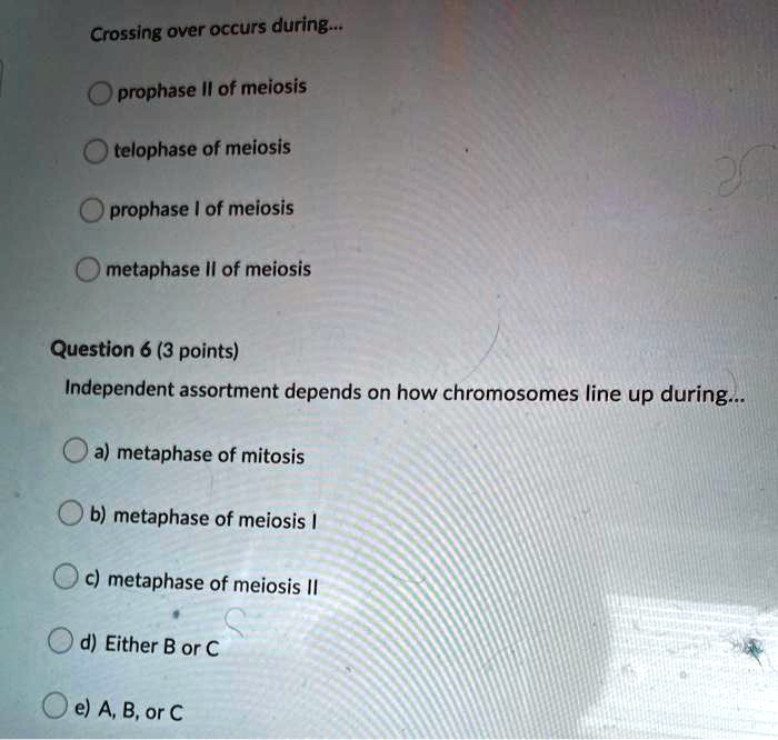crossing over occurs during prophase il of meiosis telophase of meiosis ...