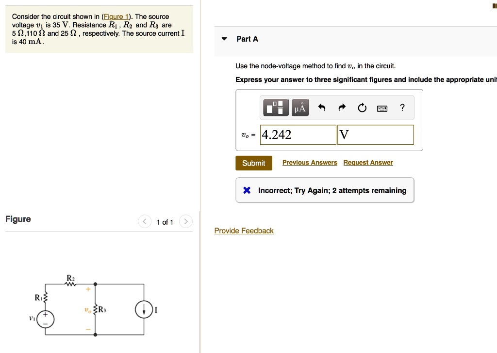 consider the circuit shown in figure 1 the source voltage v1 is 35 v resistance ri rz and ra are ...