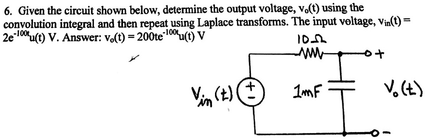 SOLVED: Show the steps, please 6. Given the circuit shown below, determine the output voltage, v ...