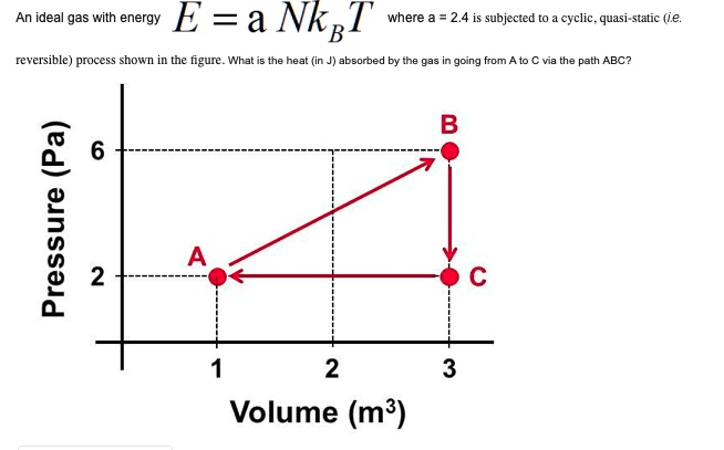 SOLVED: An ideal gas with energy E = aNkBT, where a = 2.4, is subjected ...