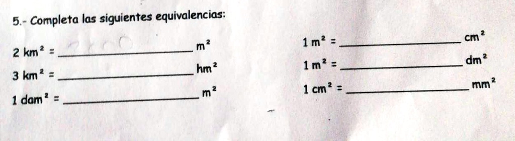 me ayudan doy coronita 5 completa las siguientes equivalencias m 2 km ...
