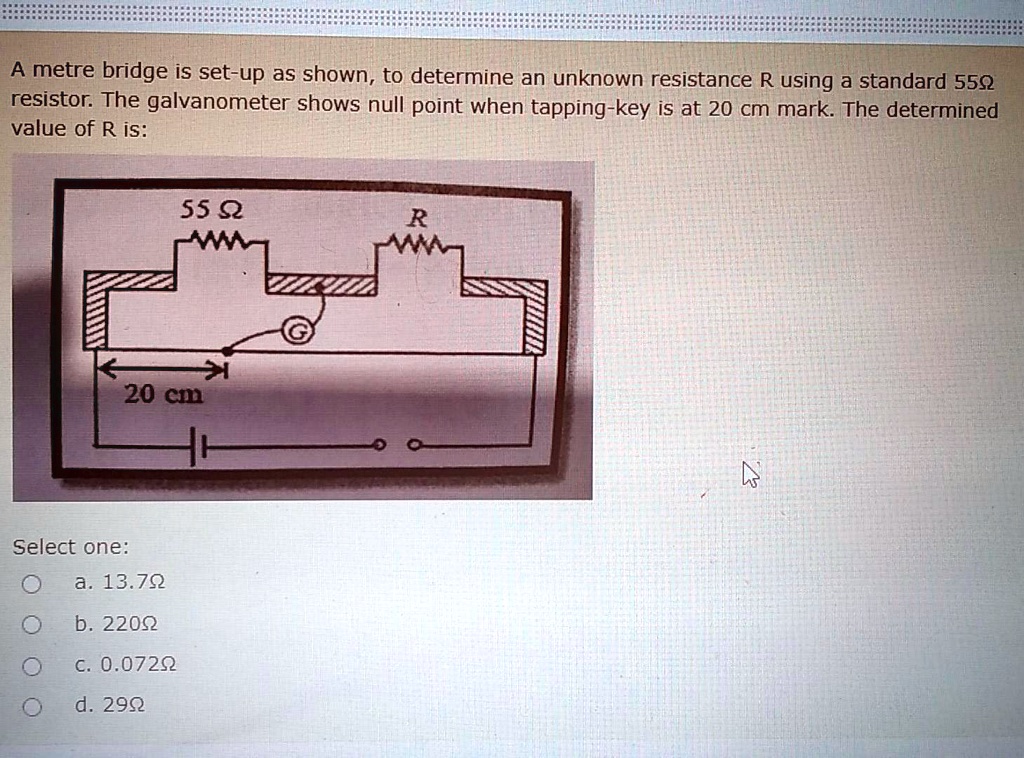 a metre bridge is set up as shown to determine an unknown resistance r ...