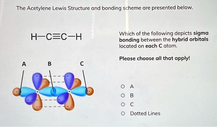 SOLVED: The acetylene Lewis structure and bonding scheme are presented ...