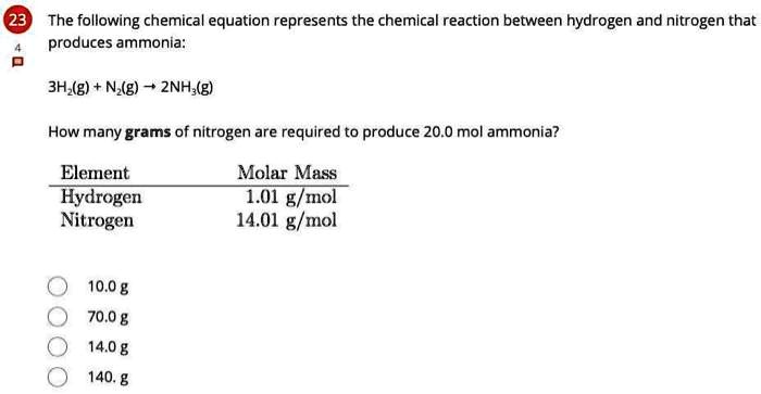 SOLVED: The following chemical equation represents the chemical reaction between hydrogen and ...
