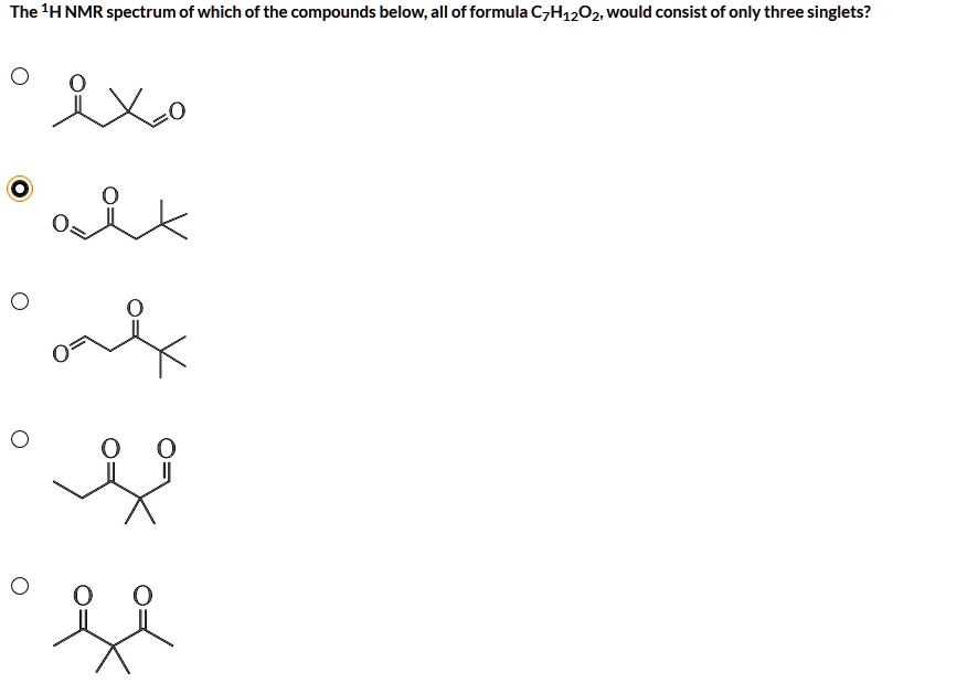 The 1H NMR spectrum of which of the compounds below, all of formula ...
