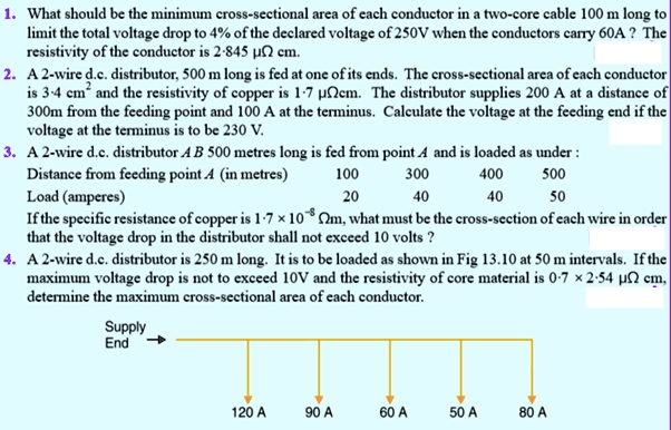 What should be the minimum cross-sectional area of each conductor in a ...