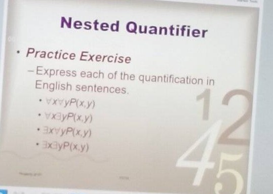 SOLVED: Nested Quantifier - Practice Exercise - Express each of the ...