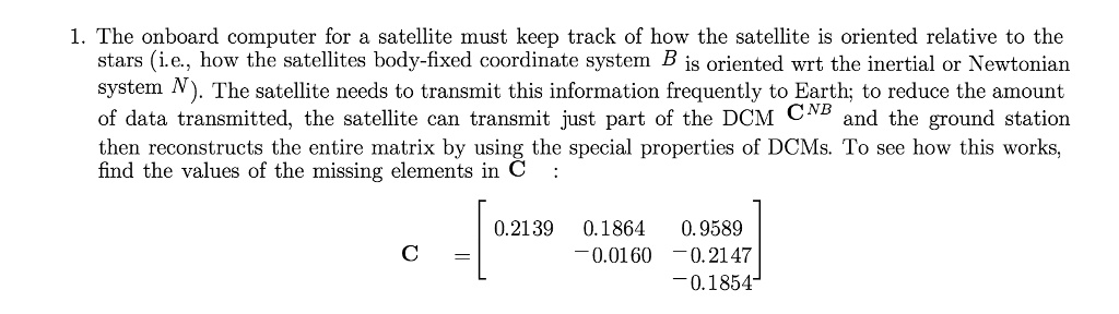find the values of the missing elements in the dcm direction cosine ...