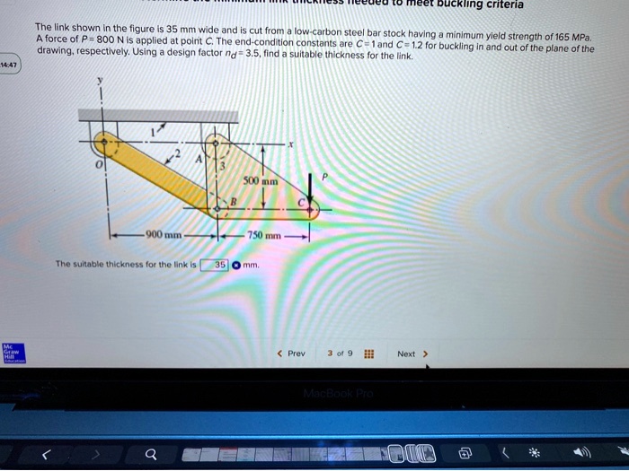 SOLVED: Buckling Criteria The link shown in the figure is 35 mm wide ...