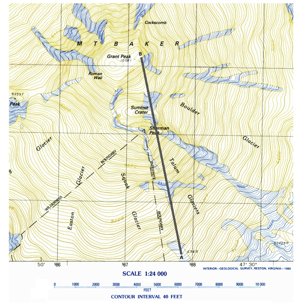 SOLVED: 1. The elevation at point A is 6969 ft. The elevation at point ...