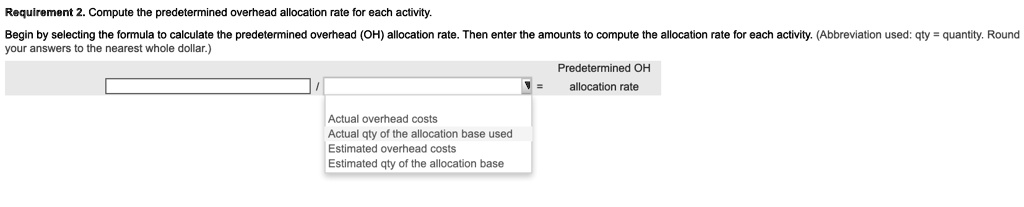 Requirement 2. Compute the predetermined overhead allocation rate for ...