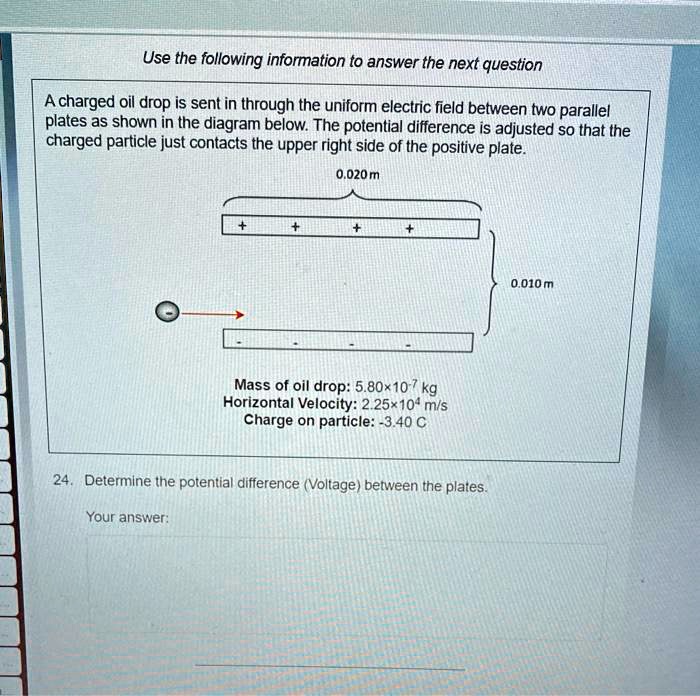 SOLVED: A charged oil drop is sent in through the uniform electric ...