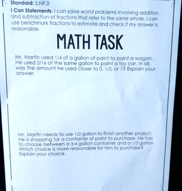 SOLVED: 4" Standard: 5.NF.2 Can Statements: can solve world problems ...
