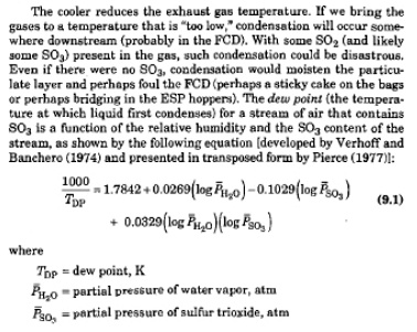 Estimate the dew point of the exhaust gases assuming zero SO3 content ...