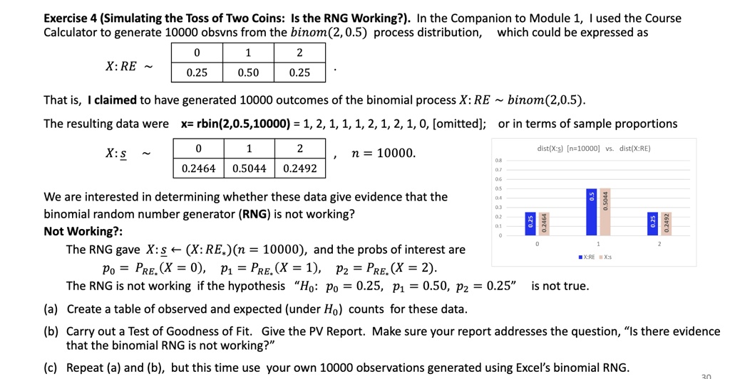 SOLVED: Exercise 4 (Simulating the Toss of Two Coins: Is the RNG ...
