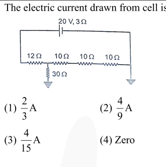 The electric current drawn from cell is (1) (2)/(3) A (2) (4)/(9) A (3 ...