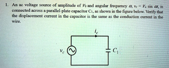 1an ac voltage source of amplitude of vo and angular frequency ve v sin tis connected across a ...