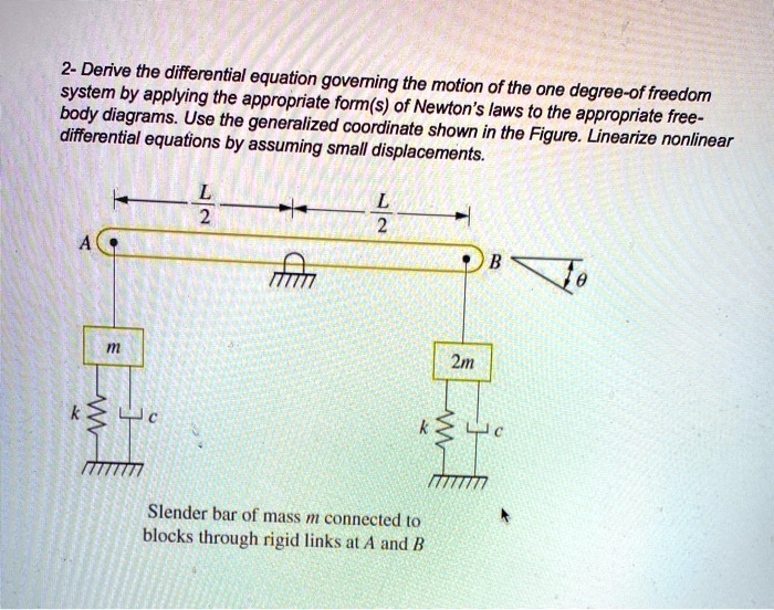 2- Derive the differential equation governing the motion of the one degree-of freedom system by ...