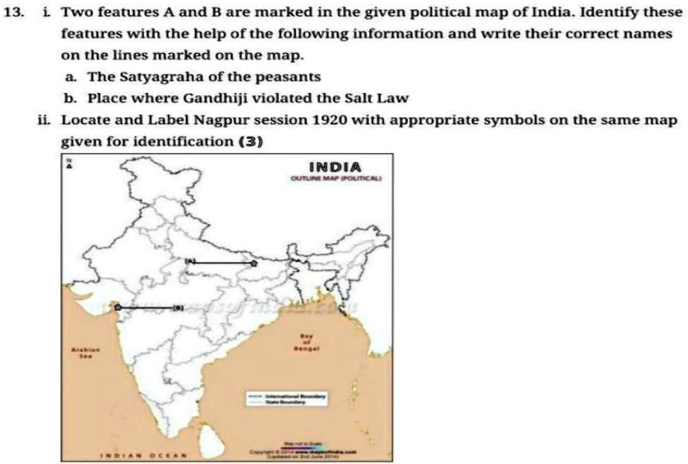 plz ans this question 13 two features a and b are marked in the given ...
