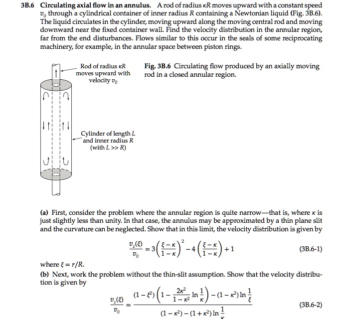 3b6 circulating axial flow in an annulus a rod of radius r moves upward with a constant speed ...