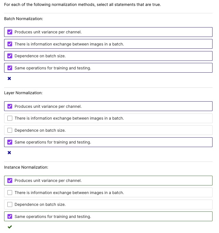 For each of the following normalization methods, select all statements ...