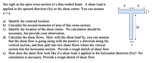 SOLVED: See right as the open cross-section of a thin-walled beam. A ...