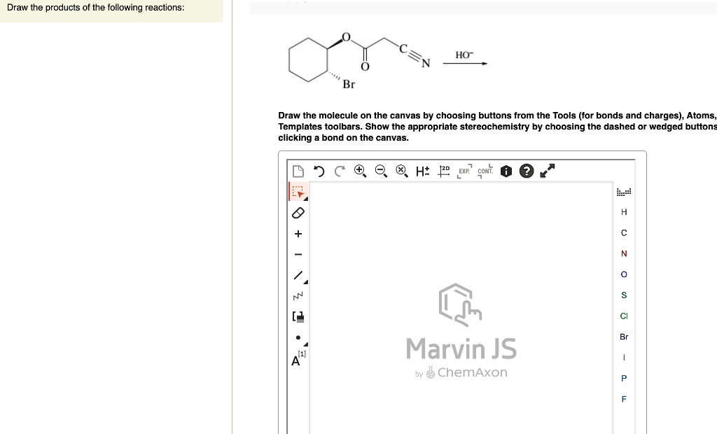 Draw the products of the following reactions: Draw the molecule on the canvas by choosing ...