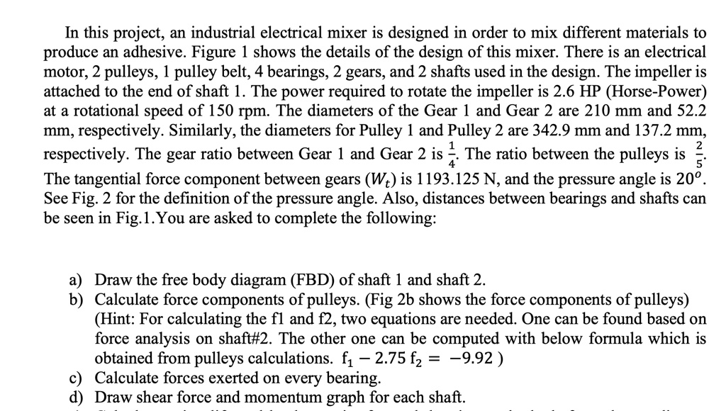 SOLVED: In this project, an industrial electrical mixer is designed in ...