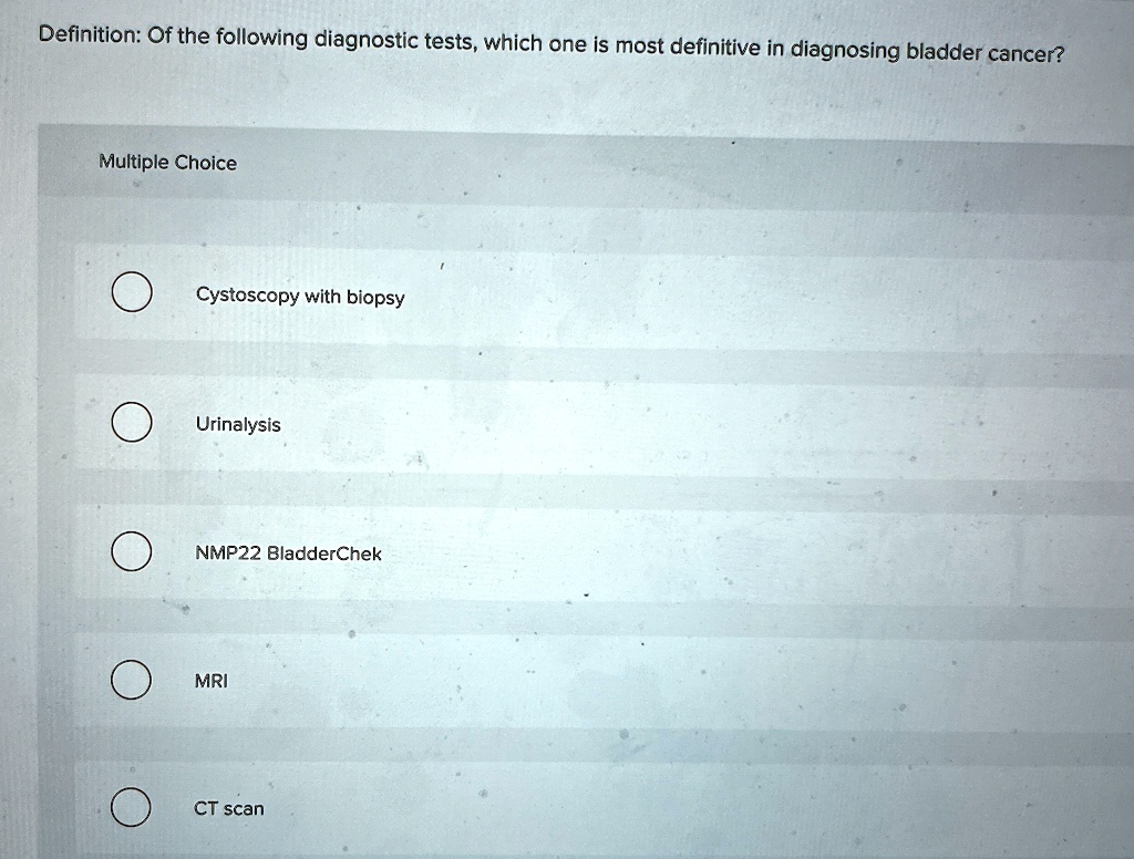 definition of the following diagnostic tests which one is most ...