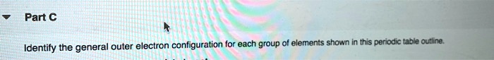 SOLVED: Part € Identify the general outer electron configuration for each group of elements ...