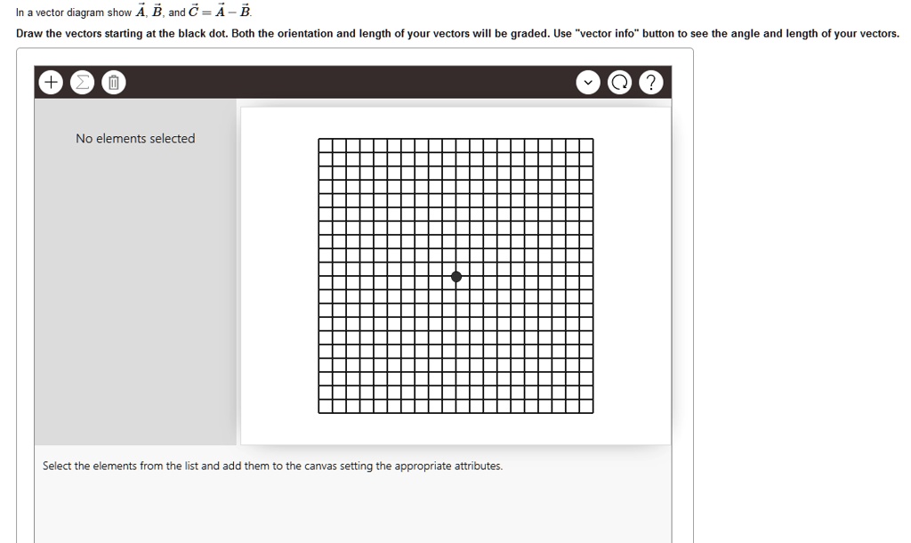 Vector diagram shows A, B, and C = 1 - B. Draw the vectors starting at the black dot. Both the ...