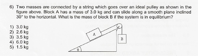 6 two masses are connected by a string which goes over an ideal pulley as shown in the figure ...
