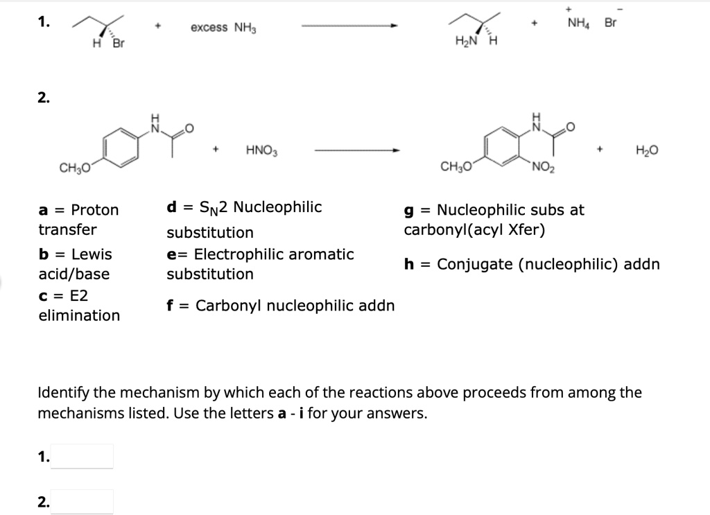 SOLVED: Texts: 1. excess NH3 NH4Br B 2. HNO3 H2O NO a = Proton transfer ...