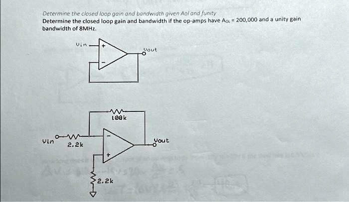Determine The Closed Loop Gain And Bandwidth Given Aol And Funity Determine The Closed Loop Gain