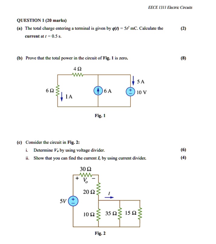 eece 1311 electric circuits question 1 20 marks a the total charge entering a terminal is given ...